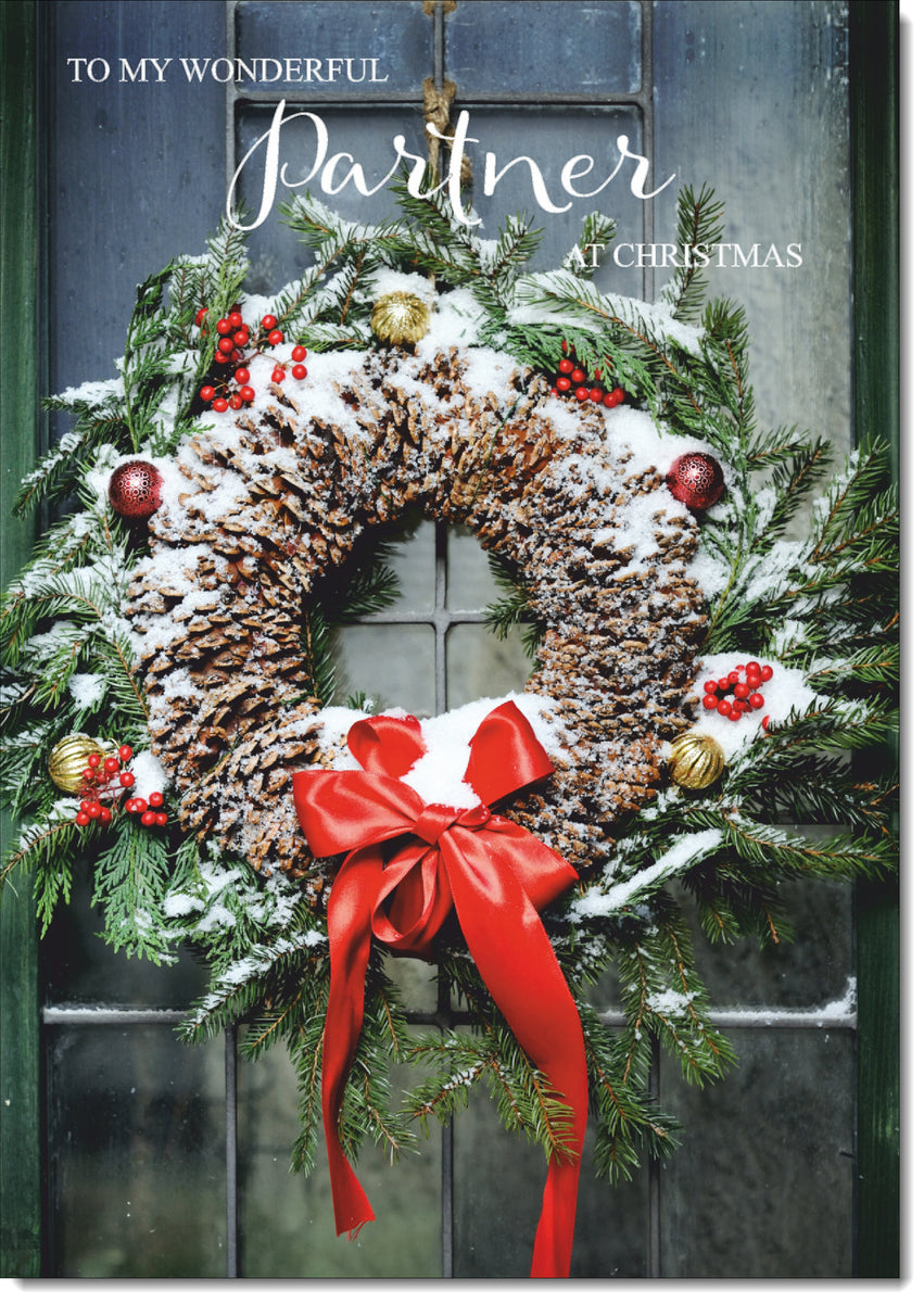 Partner Christmas Card Christmas Wreath – doodlecards