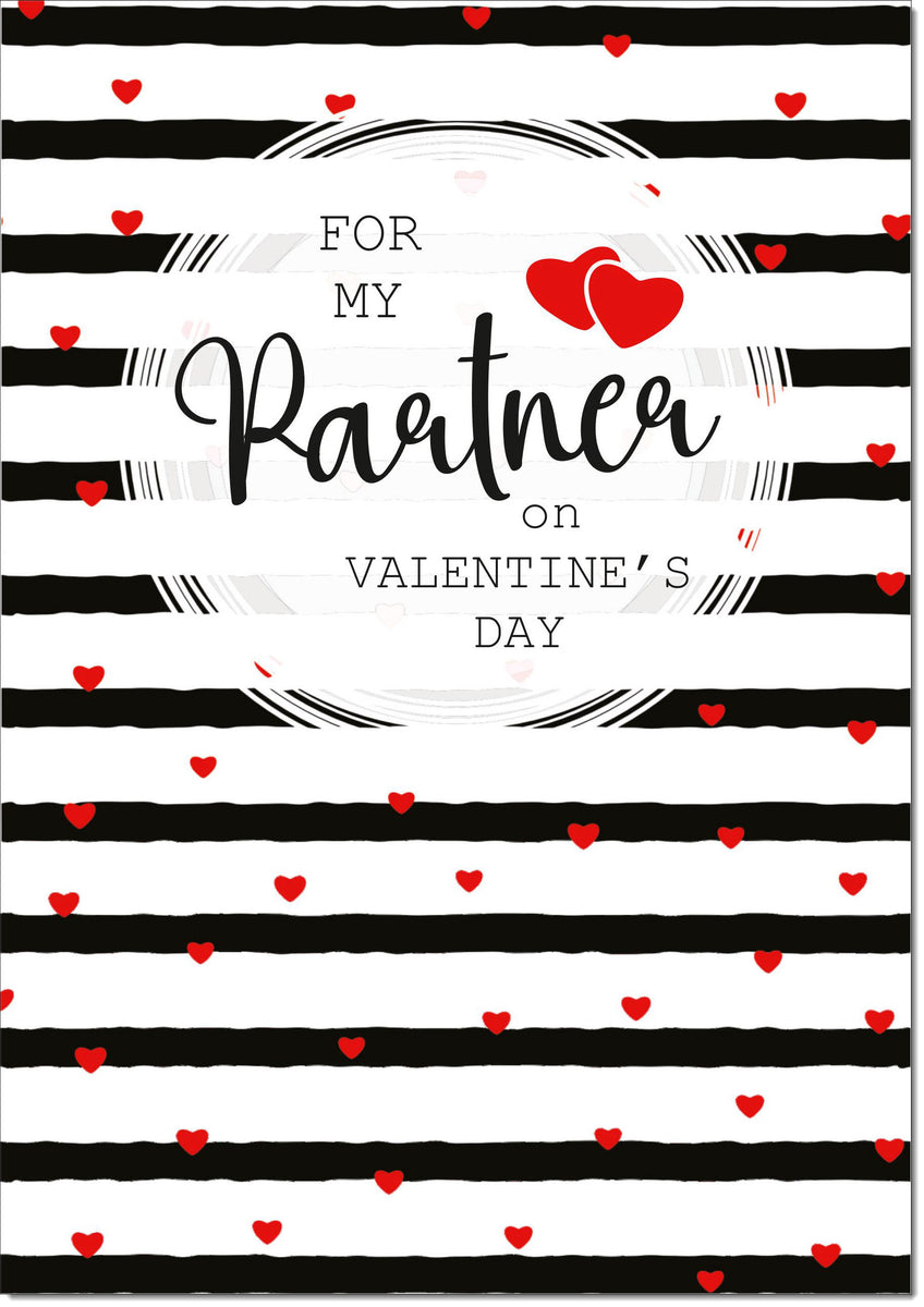 Partner Valentines Card Love Hearts and Stripes – doodlecards