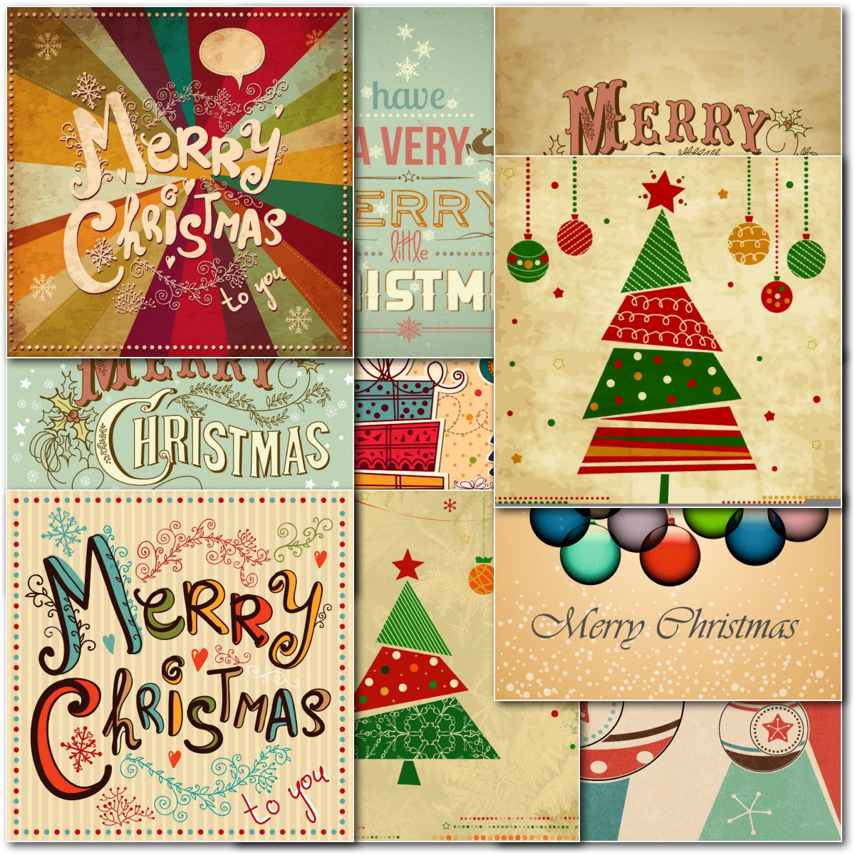 Mixed Charity Retro Christmas Cards – doodlecards