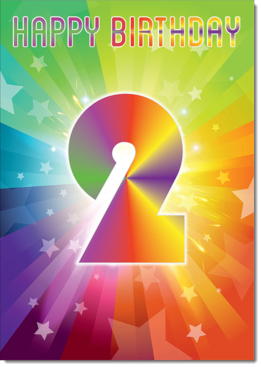 2nd Birthday Card Age 2 for Boy Rainbow Explosion – doodlecards