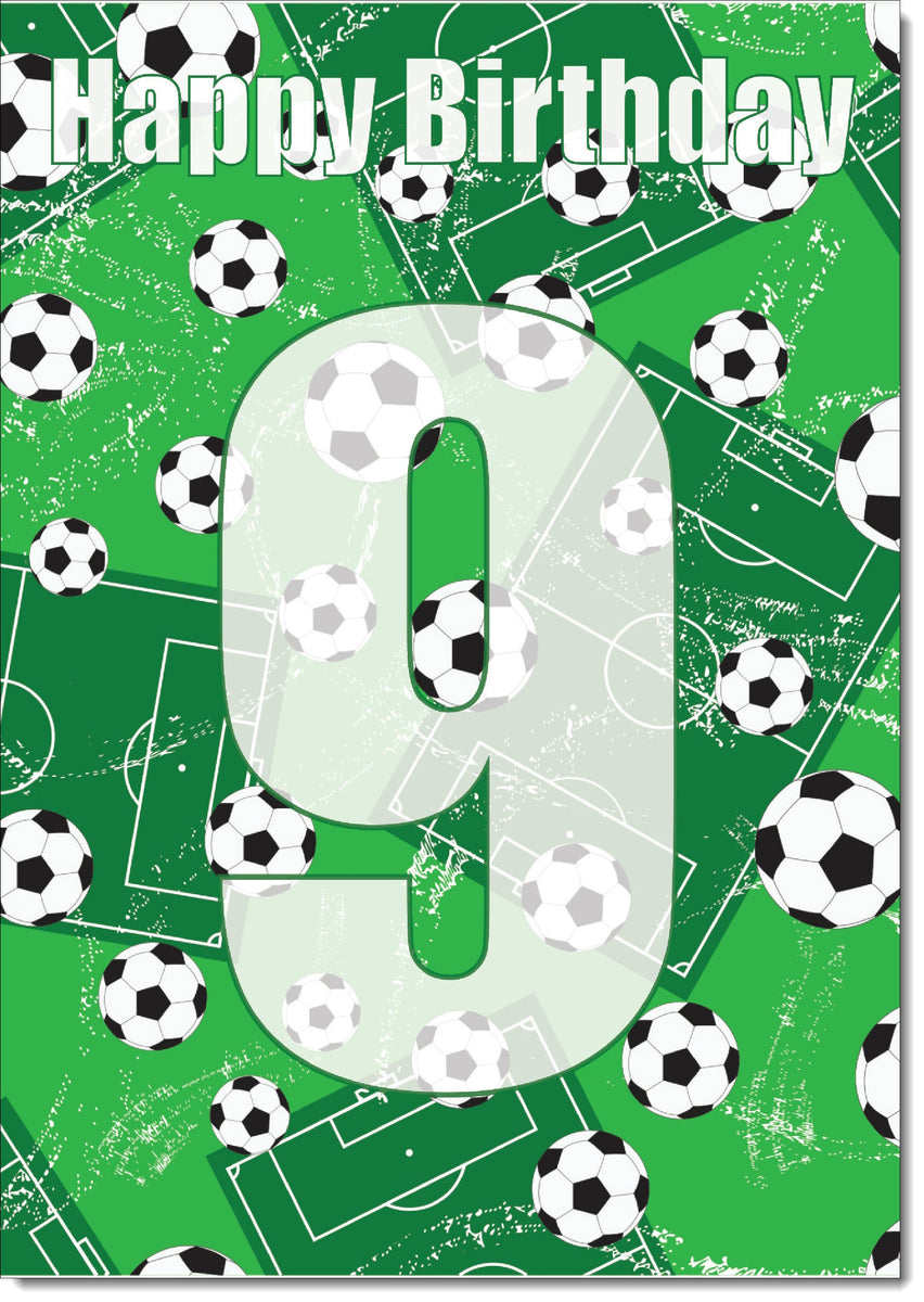 9th Birthday Card Age 9 for Boy Football – doodlecards