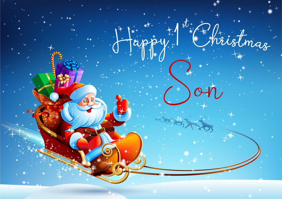 Sons 1st Christmas Card Santa's Sleigh – doodlecards