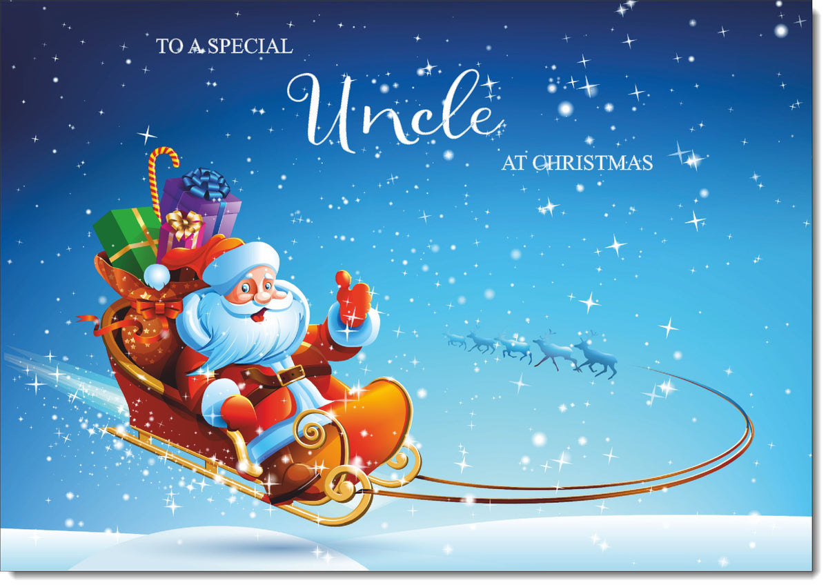 Uncle Christmas Card Santa's Sleigh – doodlecards