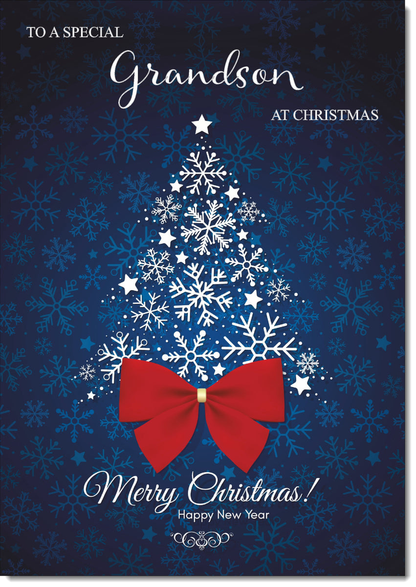Grandson Christmas Card Blue Abstract Christmas Tree – doodlecards