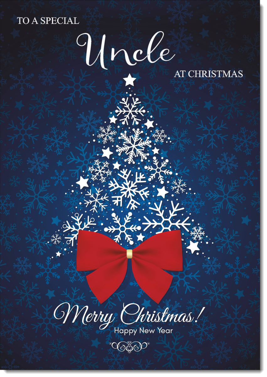 Uncle Christmas Card Blue Abstract Christmas Tree – doodlecards