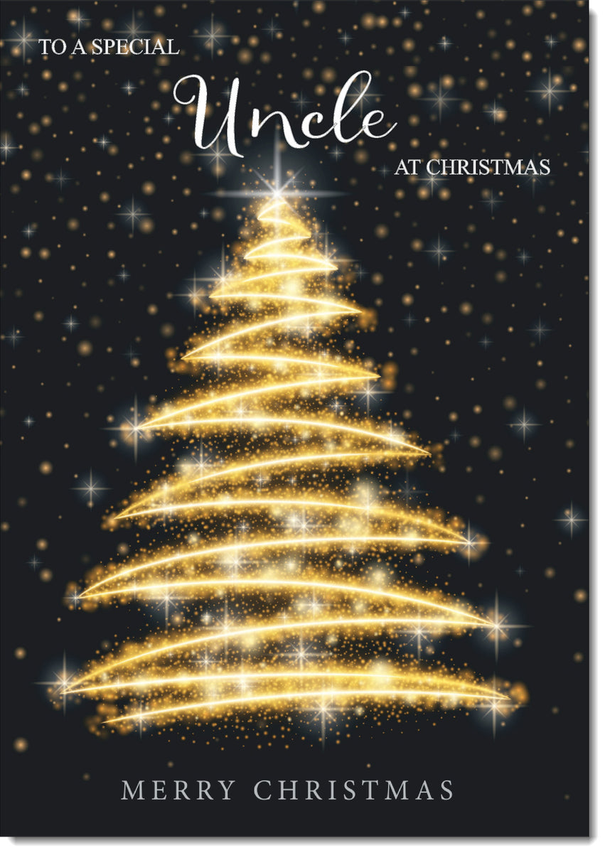 Uncle Christmas Card Black and Gold Abstract Tree – doodlecards