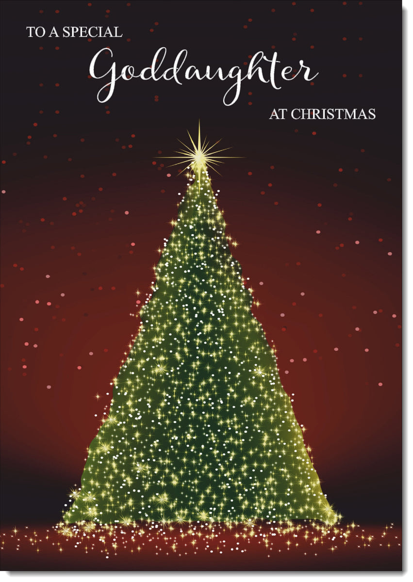 Goddaughter Christmas Card Green Christmas Tree – doodlecards