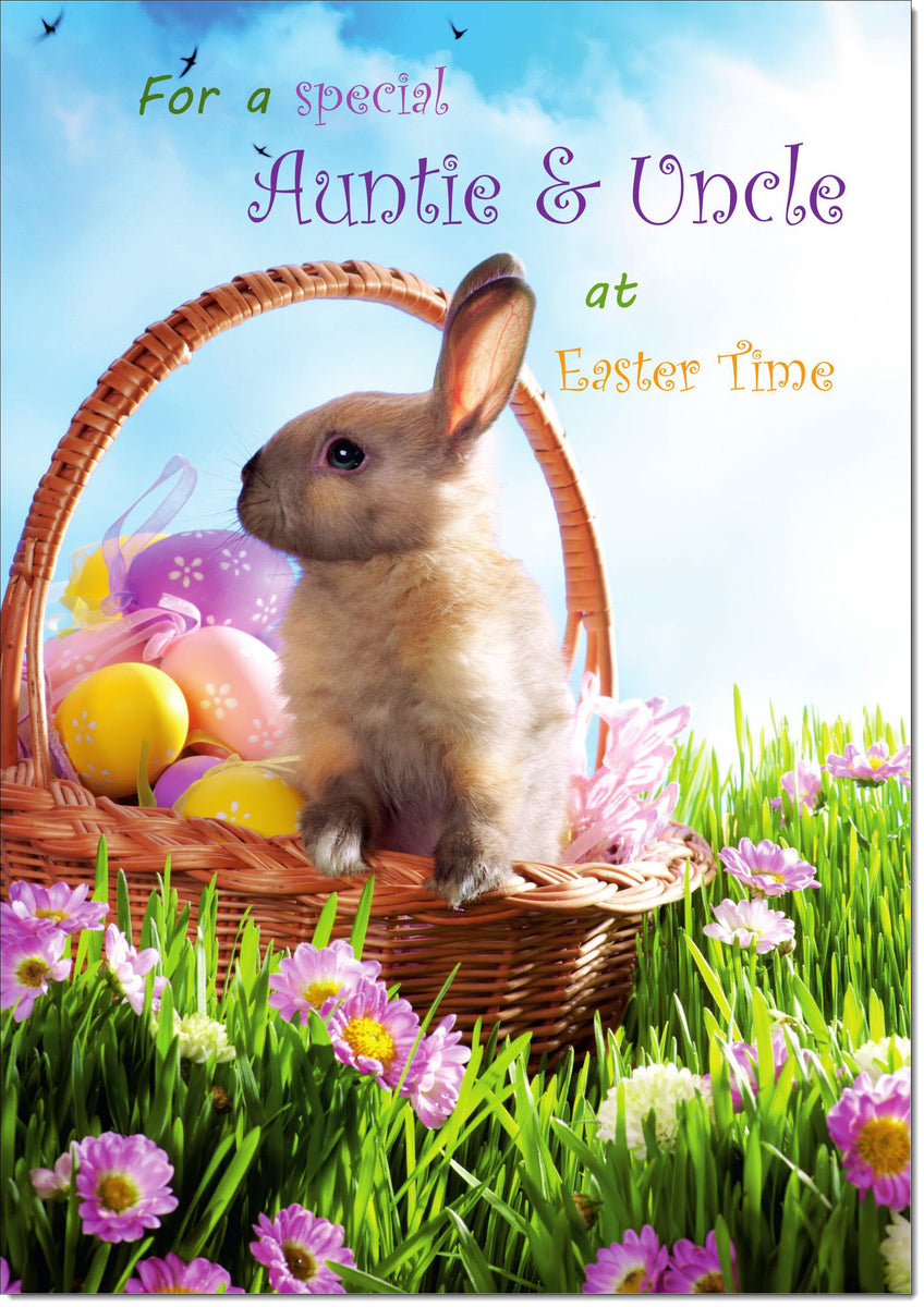 Auntie & Uncle Easter Card Easter Bunny and Eggs – doodlecards