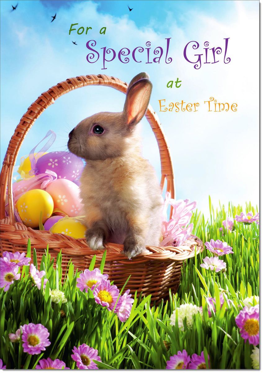 Special Girl Easter Card Easter Bunny and Eggs – doodlecards