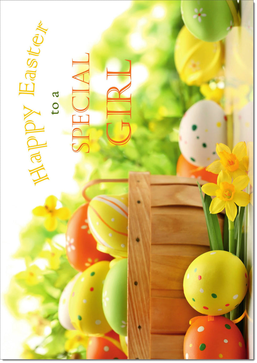 Special Girl Easter Card Egg Basket and Daffodils – doodlecards