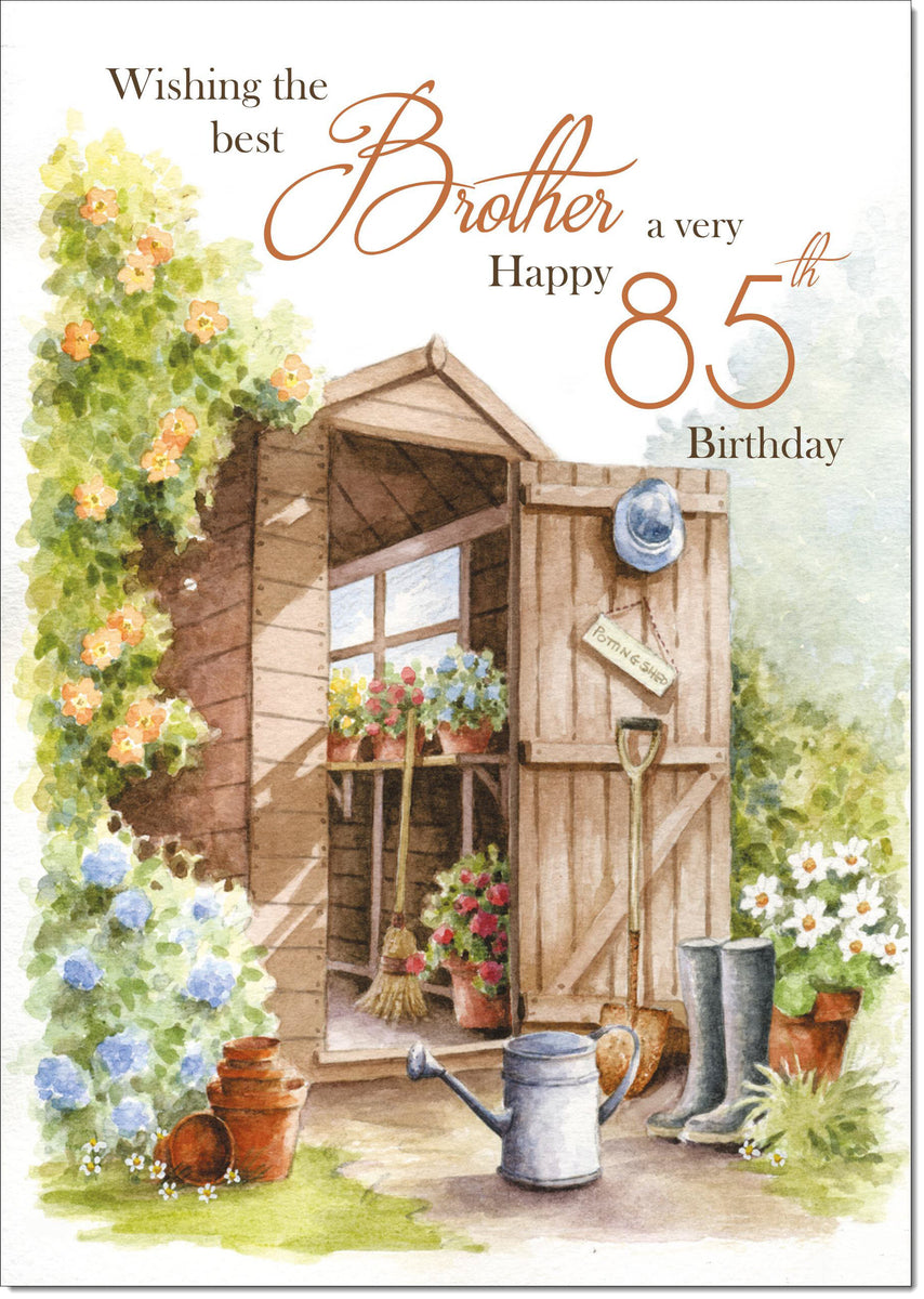 Brother 85th Birthday Card Age 85 Garden Shed – doodlecards