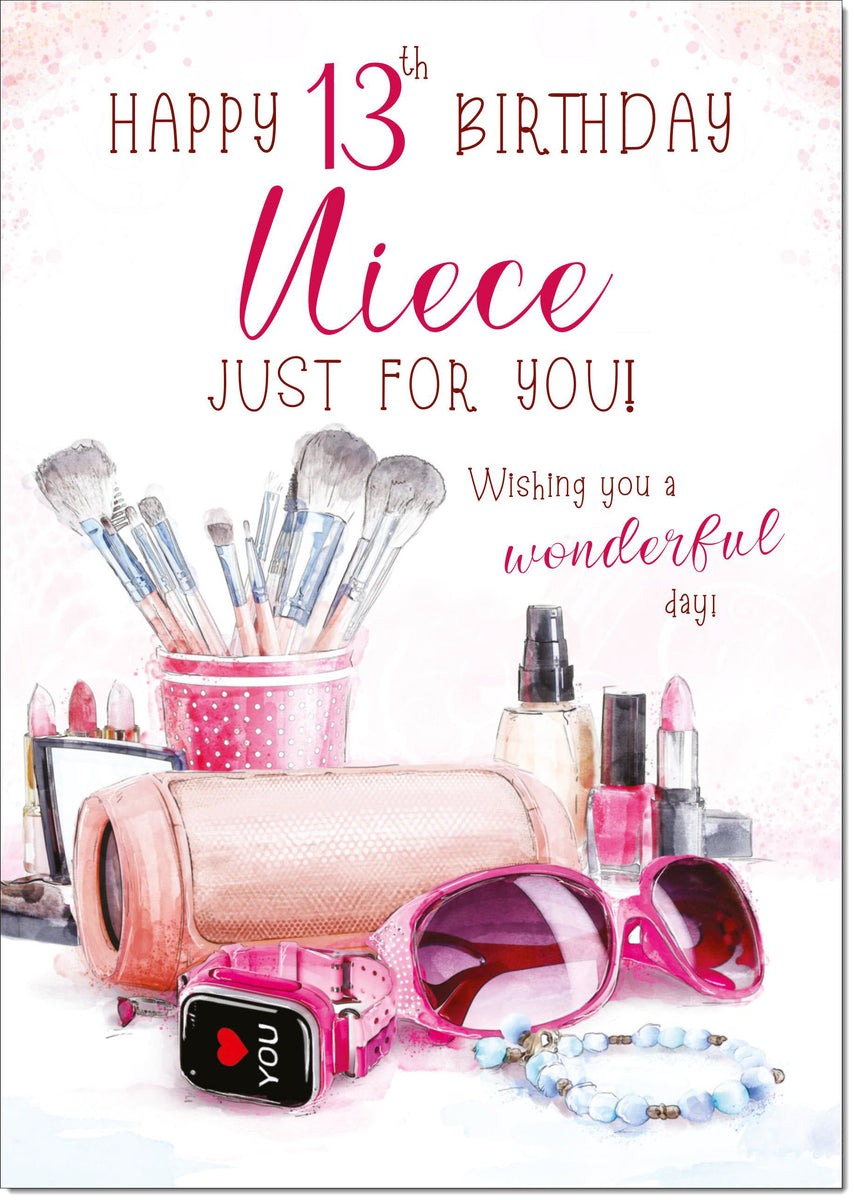 Niece 13th Birthday Card Age 13 Make-up – doodlecards