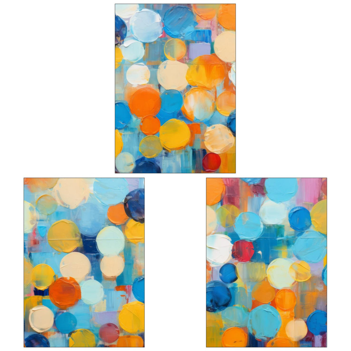 Gallery Arts Set of 3 Size Abstract Art Multicolour Spots Oil Painting ...