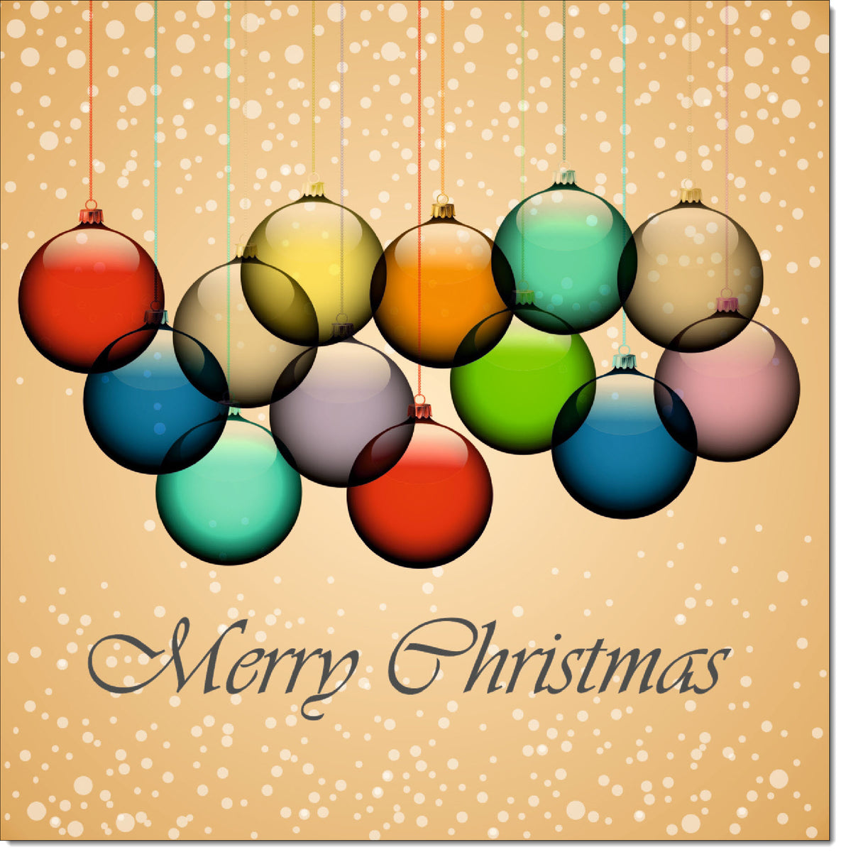 Pack of 10 Square Christmas Cards Retro Baubles – doodlecards
