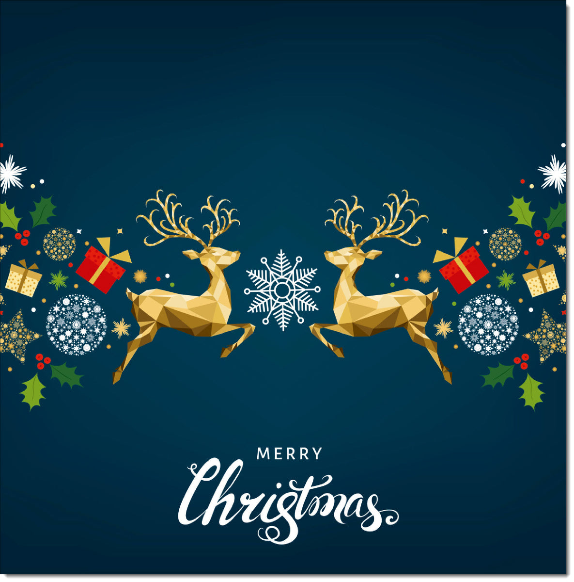 Pack of 10 Square Charity Christmas Cards Reindeers – doodlecards