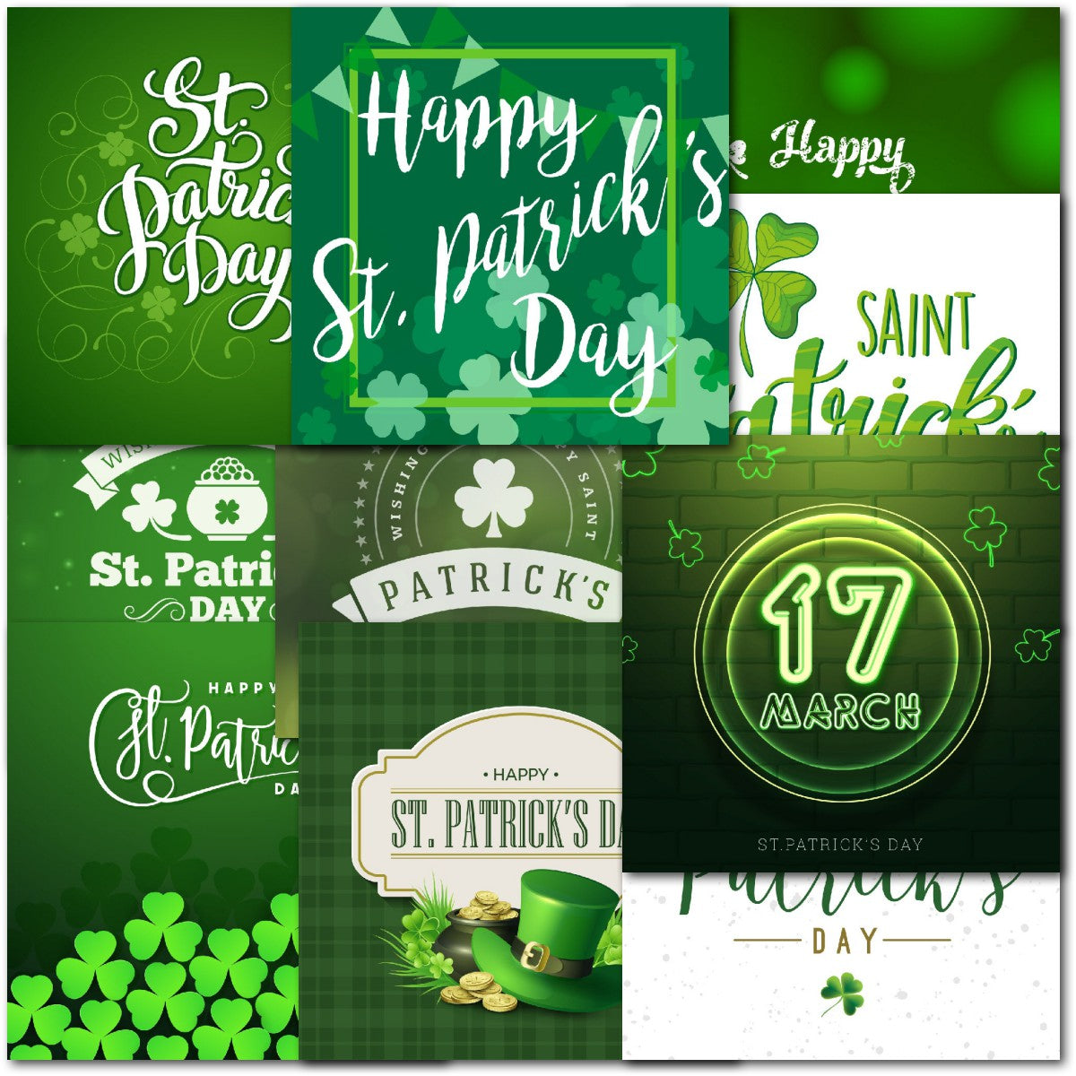Pack of 10 Square St. Patrick's Day Cards - 17th March – doodlecards