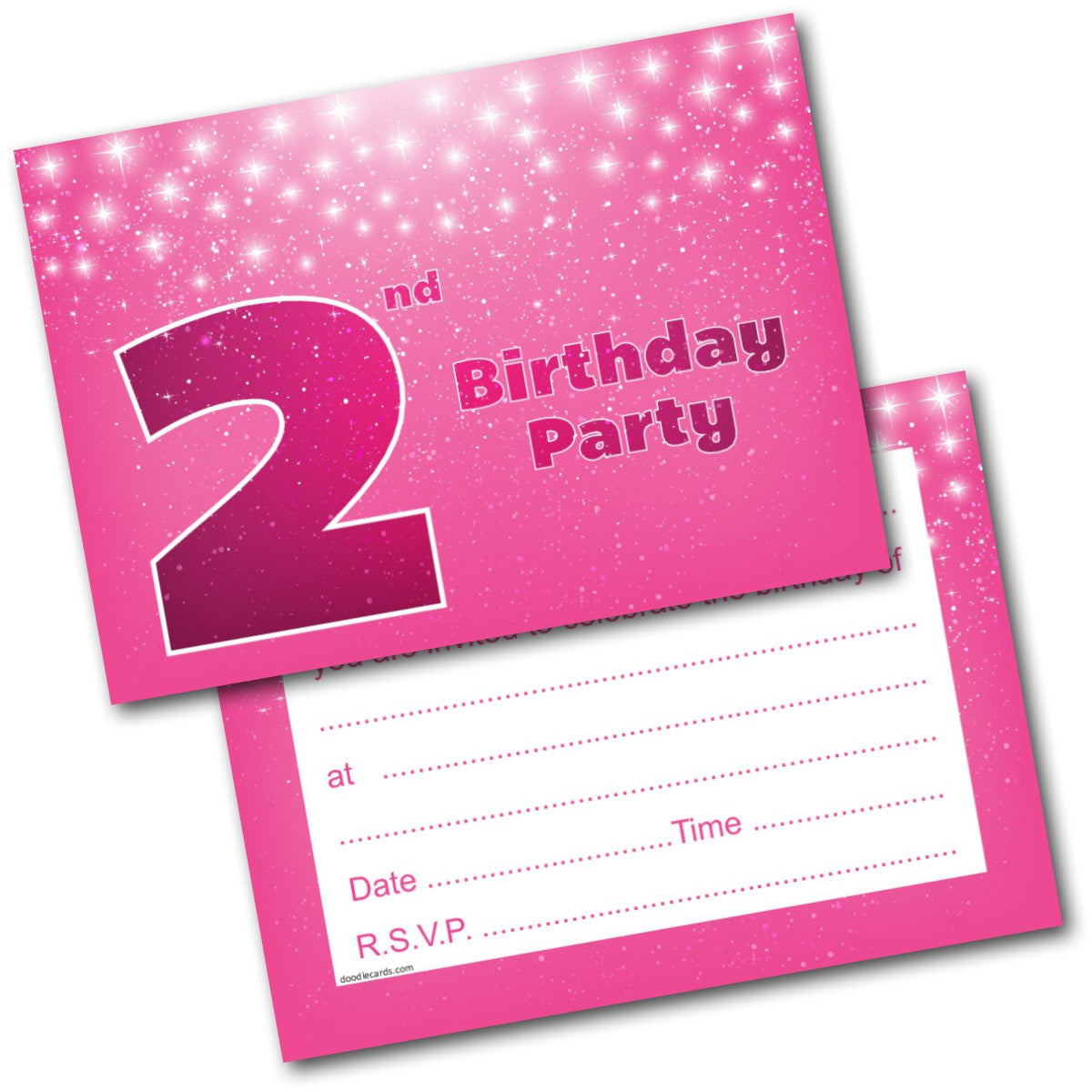 2nd Birthday Party Invitations Age 2 Female Girls Childrens Pack of 20 ...