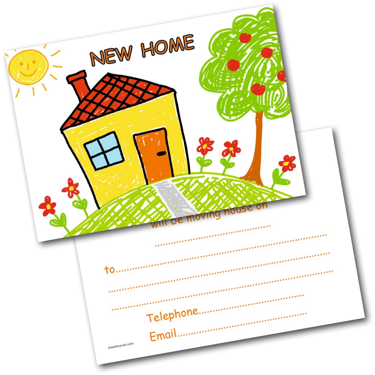 New Address Cards New Home Postcards Kids House Pack of 20 Cards & Env ...