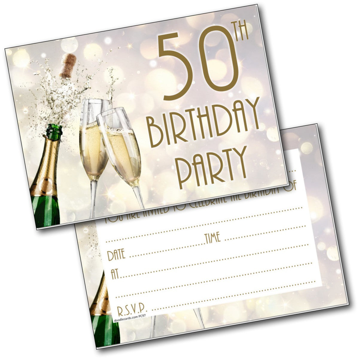 50th Birthday Party Invitations Age 50 Male Mens Female Womens Pack 20 ...