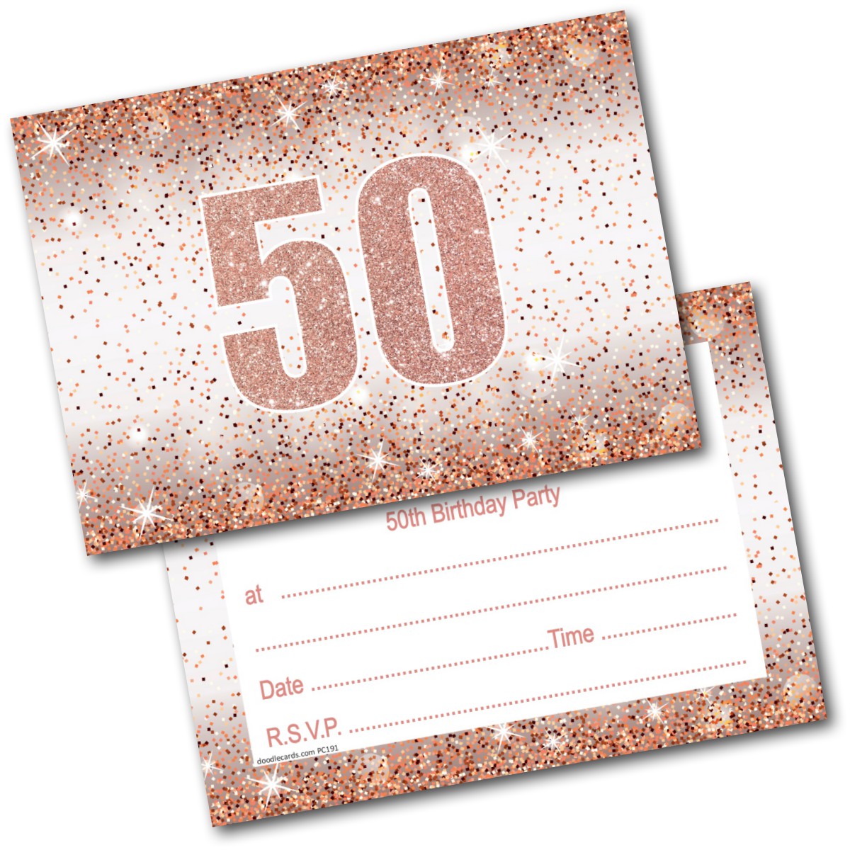 50th Birthday Party Invitations Rose Gold 20 Cards and 20 Envelopes ...