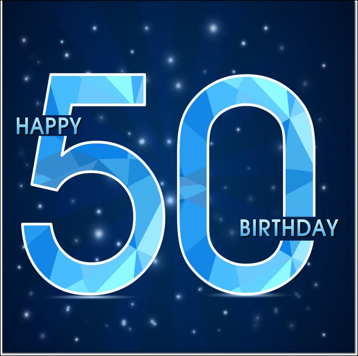 50th Birthday Card Age 50 for Him Blue Sparkle – doodlecards
