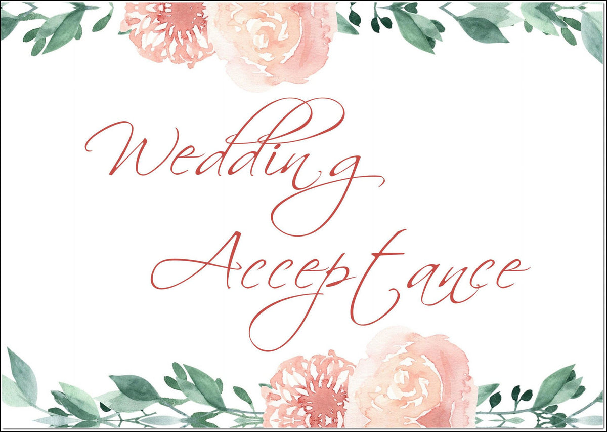 Wedding Acceptance Card Rose Watercolour Border – doodlecards