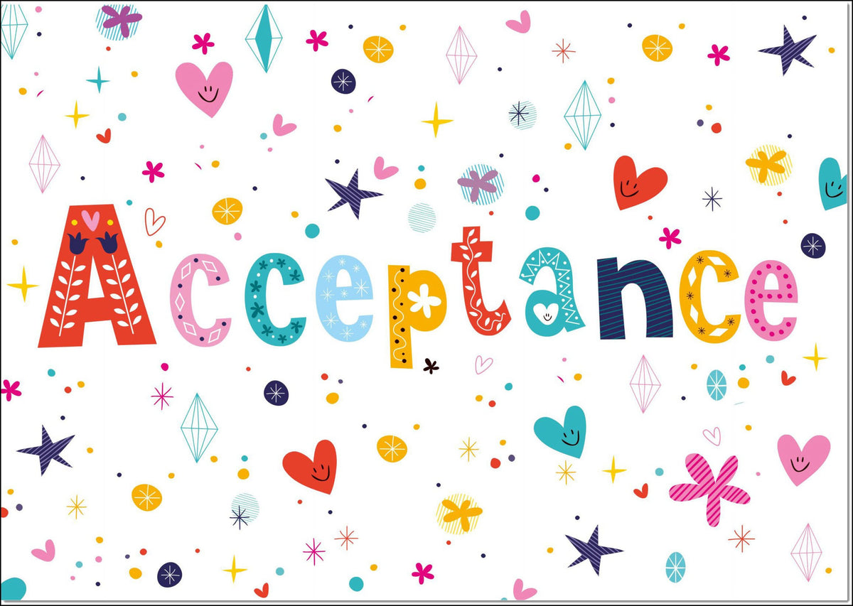 Open Acceptance Card Colourful Letters – doodlecards