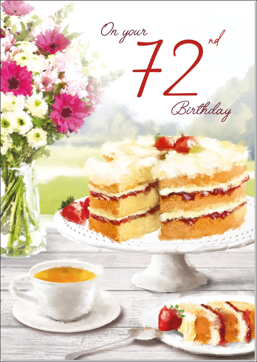 72nd Birthday Card Age 72 for Her Tea and Cake – doodlecards