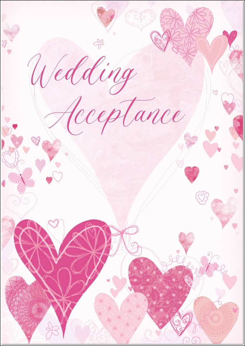 Wedding Acceptance Card Pink Love Hearts – doodlecards