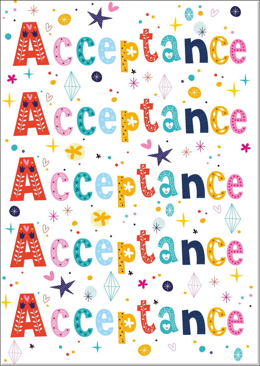 Open Acceptance Card Rainbow Letters – doodlecards