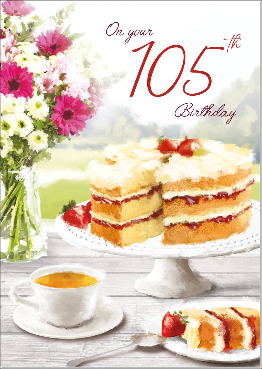 105th Birthday Card Age 105 for Her Tea and Cake – doodlecards