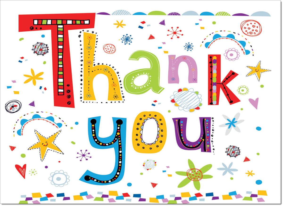 Thank You Card Bright Letters – doodlecards