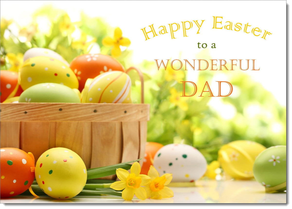 Dad Easter Card Egg Basket and Daffodils – doodlecards