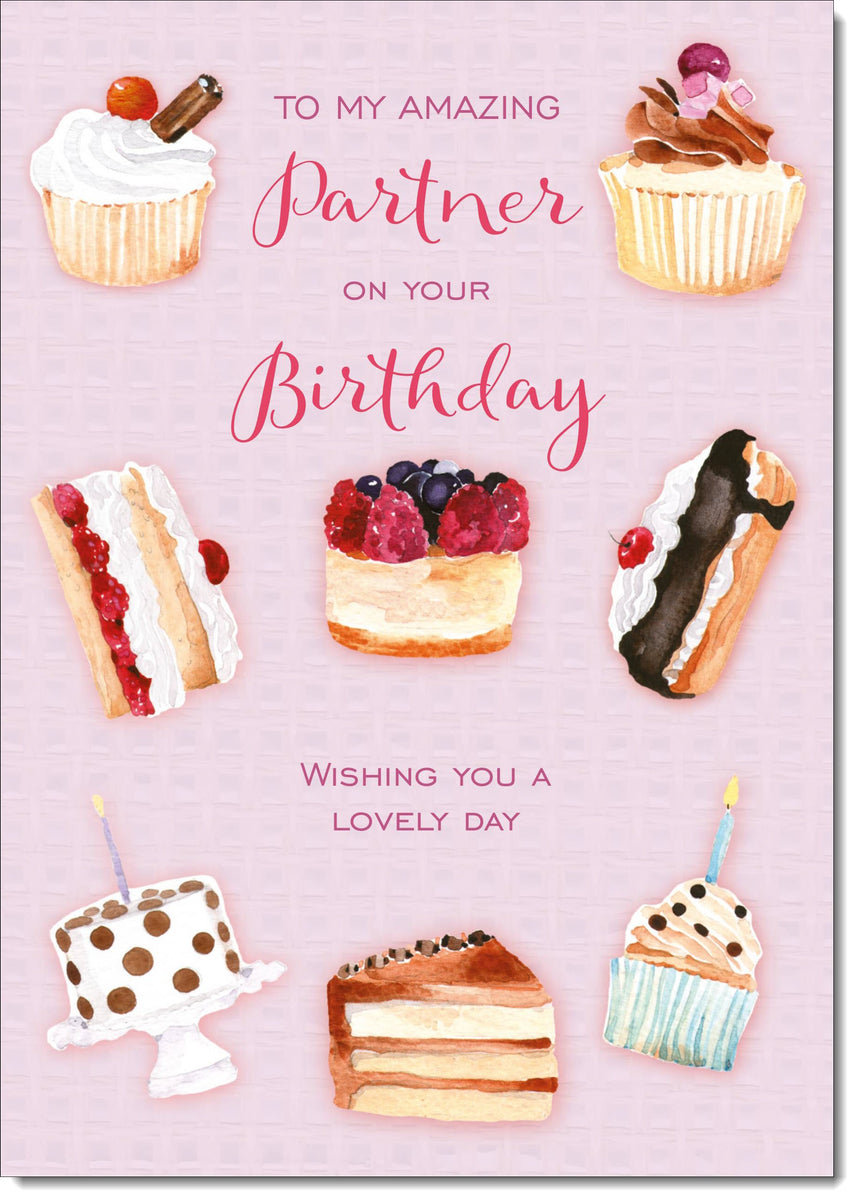 Partner Birthday Card for Her Cakes and Treats – doodlecards