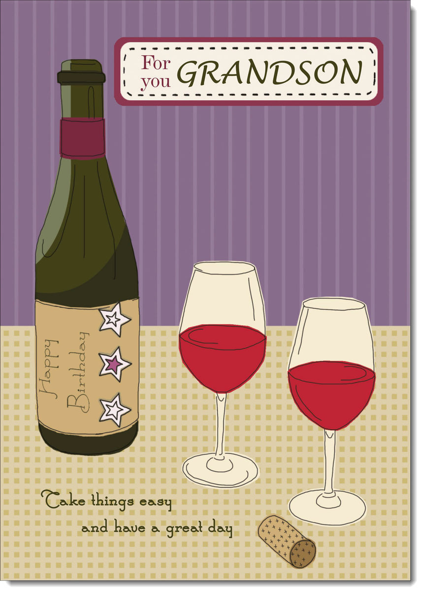Grandson Birthday Card Red Wine – doodlecards
