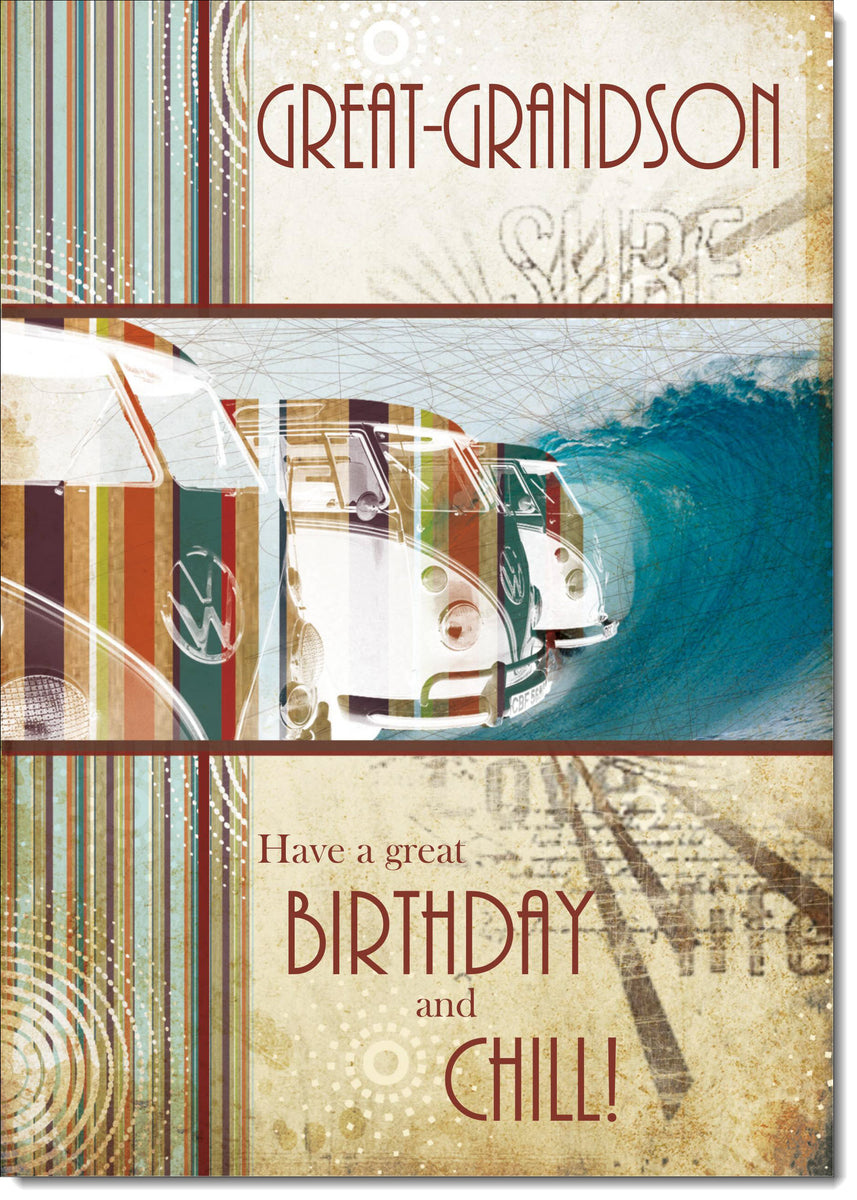 Great Grandson Birthday Card Volkswagen Surf – doodlecards