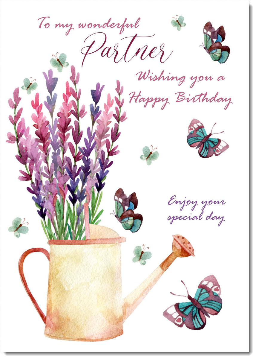 Partner Birthday Card for Her Lavendar blooms – doodlecards