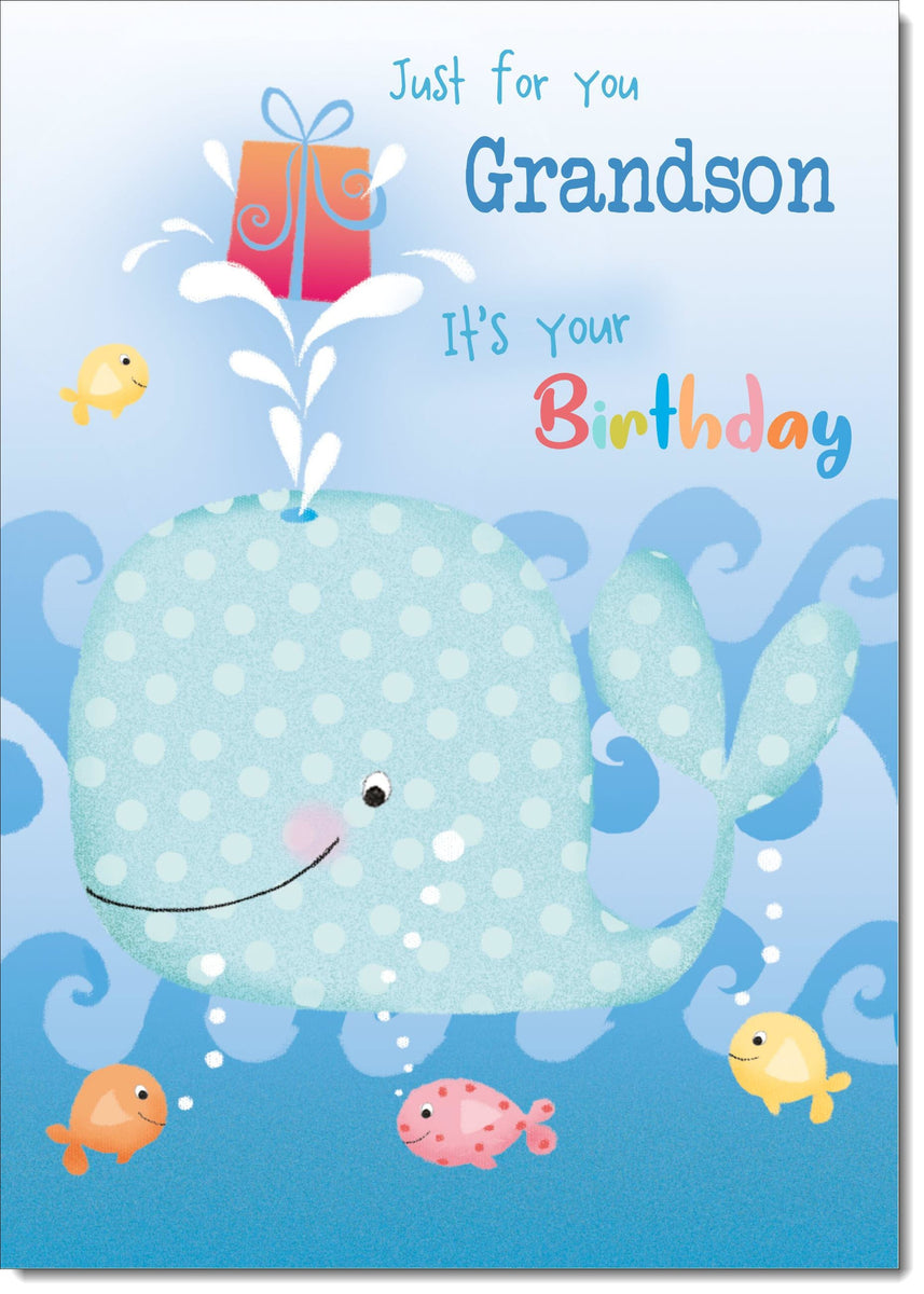 Grandson Birthday Card Whale – doodlecards