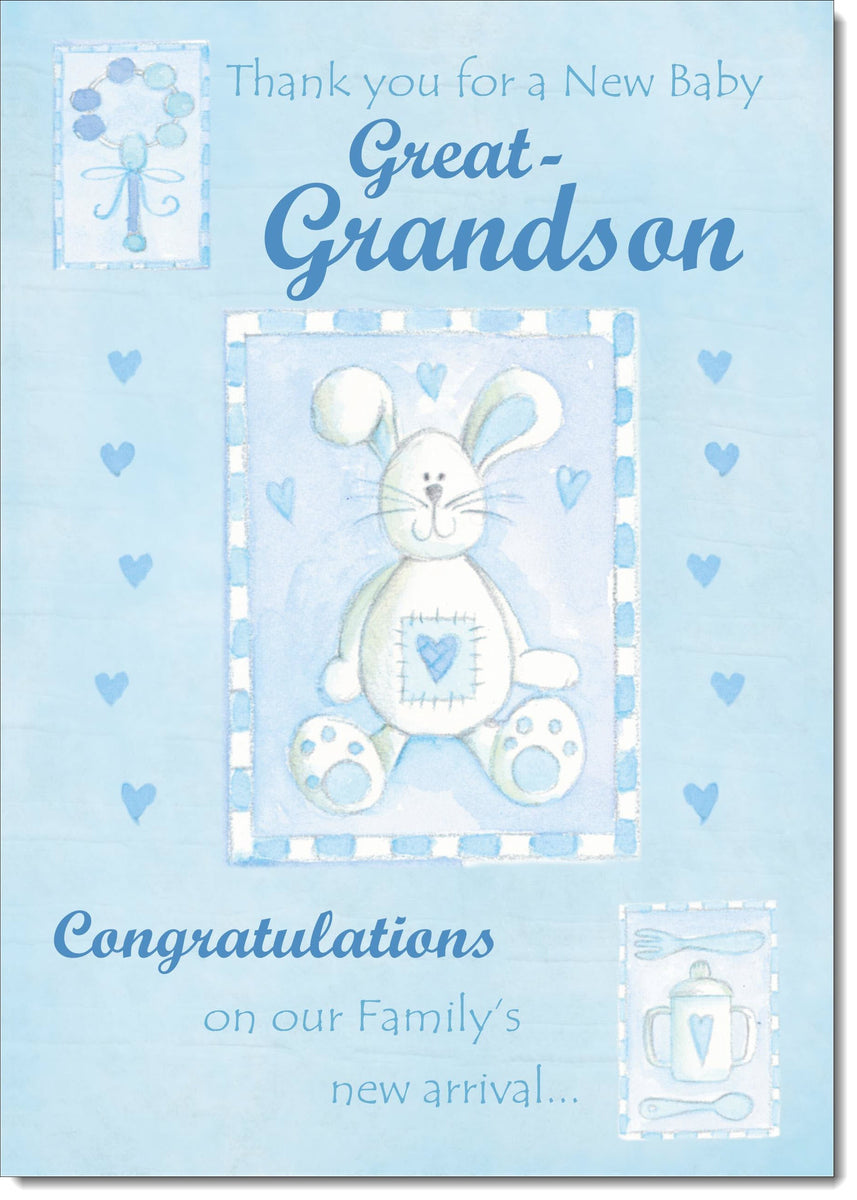 On The Birth Of Our Great Grandson New Baby Boy Congratulations Card T ...