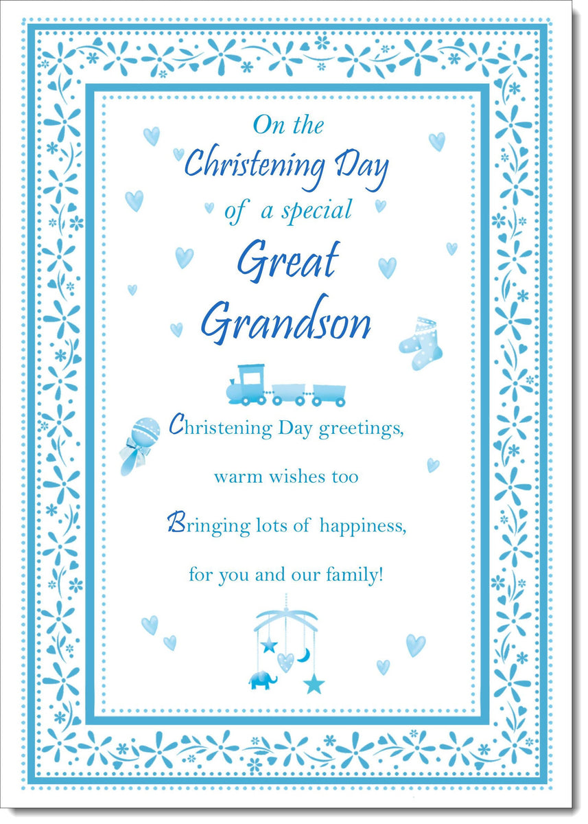 Great Grandson Christening Card Border – doodlecards