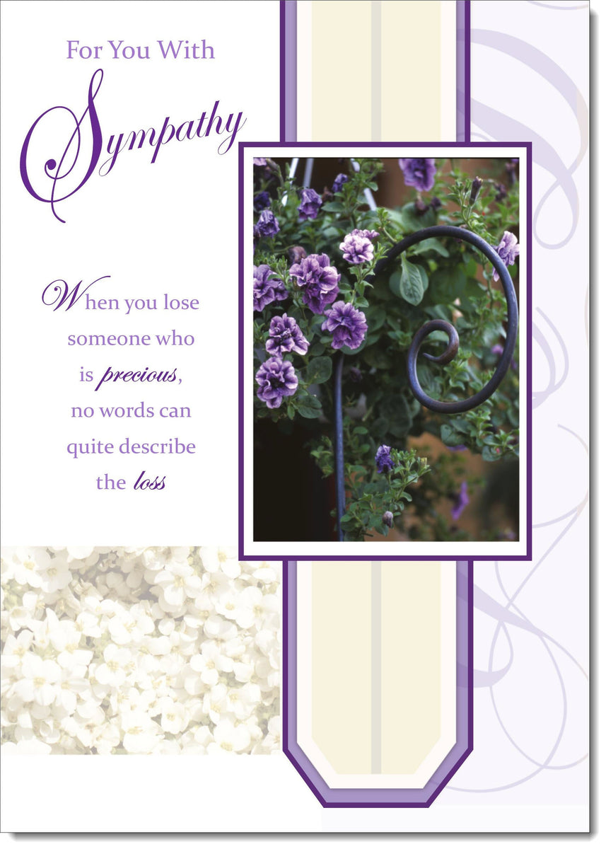 Sympathy Condolence Bereavement Card Purple Flowers – doodlecards