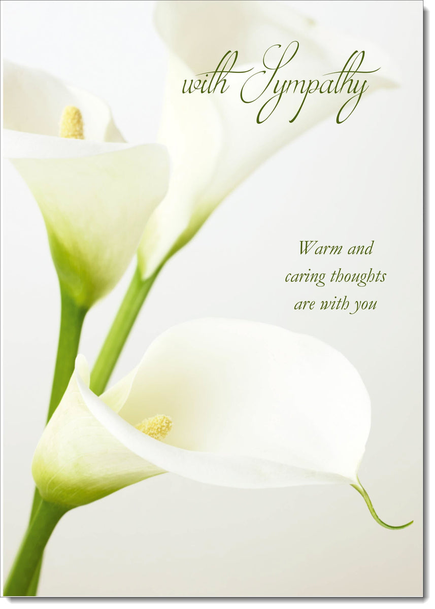 Sympathy Condolence Bereavement Card White Calla Lilies – doodlecards