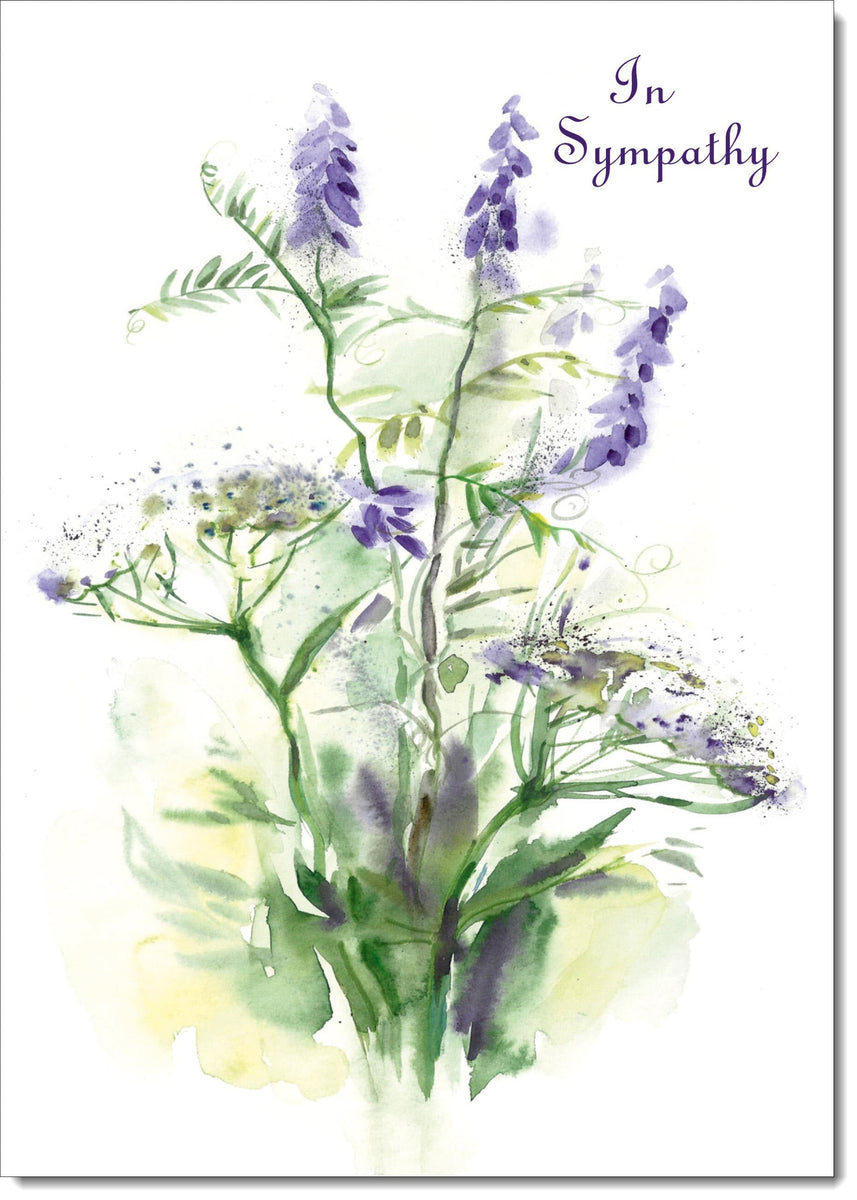 Sympathy Condolence Bereavement Card Lavendar blooms – doodlecards