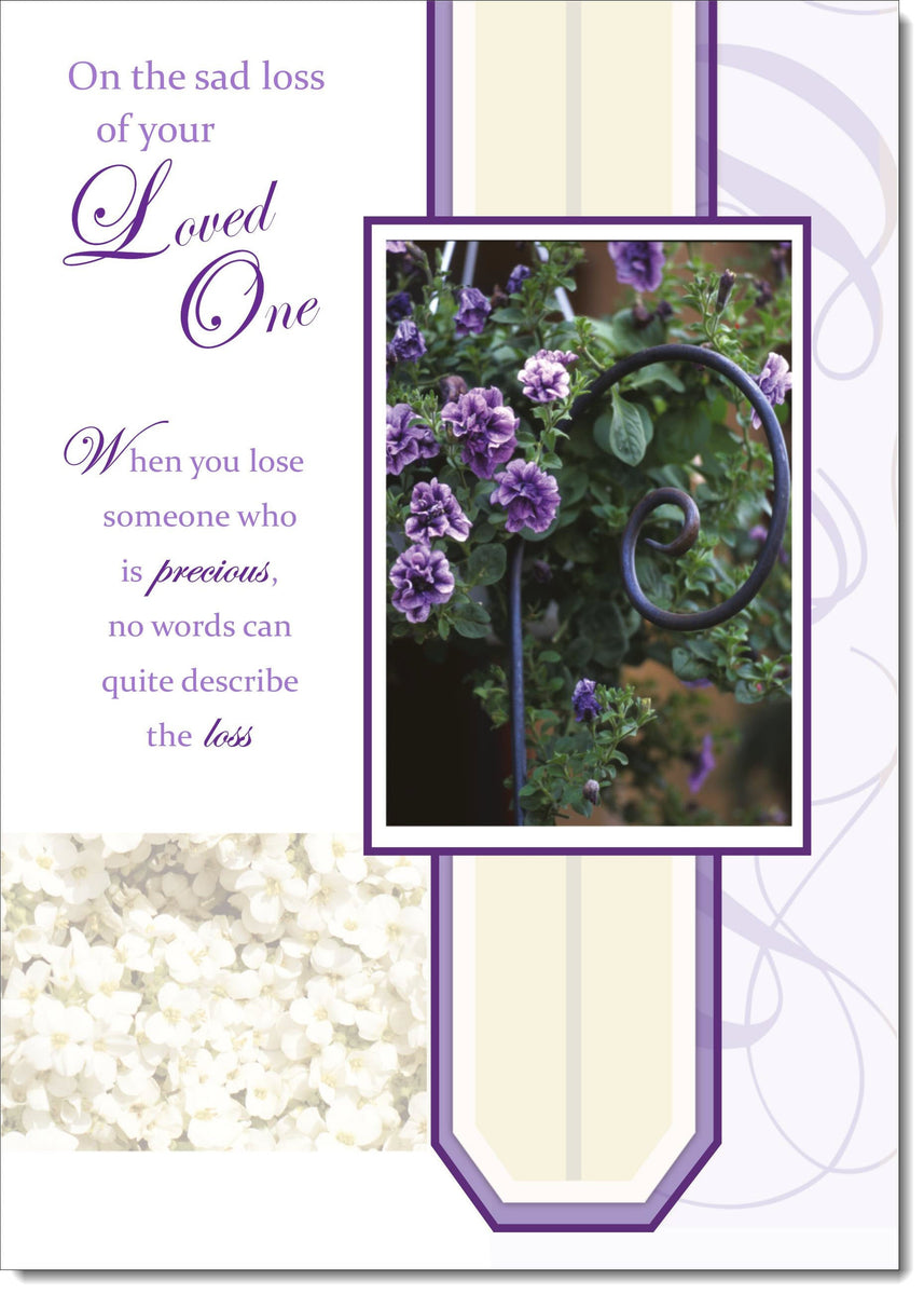 Loss Of Loved One Sympathy Condolence Bereavement Card Purple Flowers ...