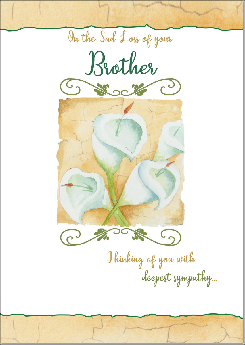 Loss Of Brother Sympathy Condolence Bereavement Card Calla Lilies ...