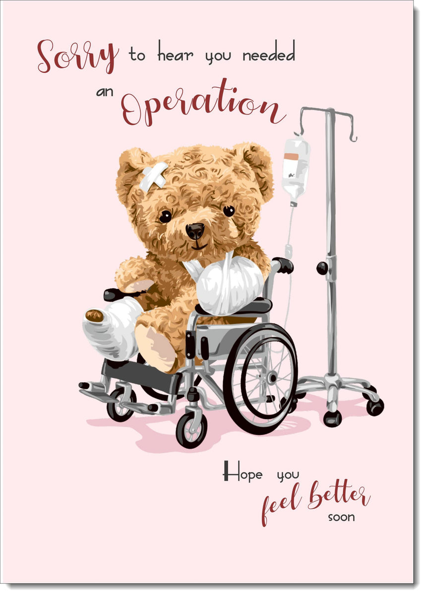 Get Well From Operation Card Cute Teddy – doodlecards