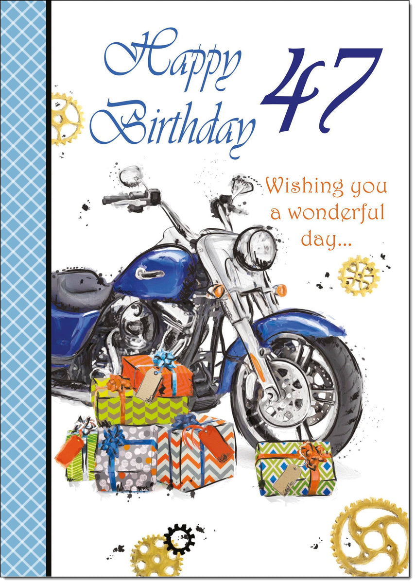 47th Birthday Card Age 47 for Him Motorbike – doodlecards