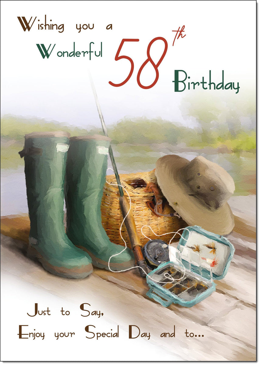 58th Birthday Card Age 58 Fishing – doodlecards