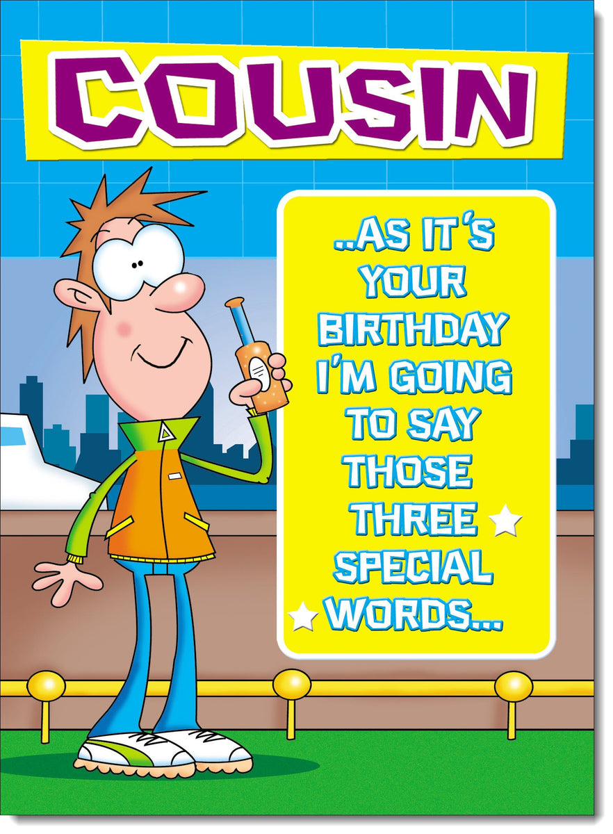Cousin Birthday Card for Him Funny Am I Bovvered?' – doodlecards