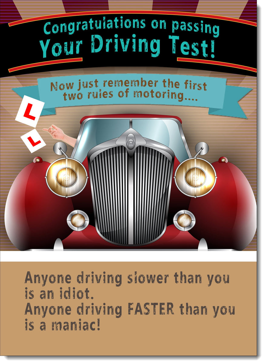 Driving Test Pass Card Funny Two Rules of Motoring – doodlecards